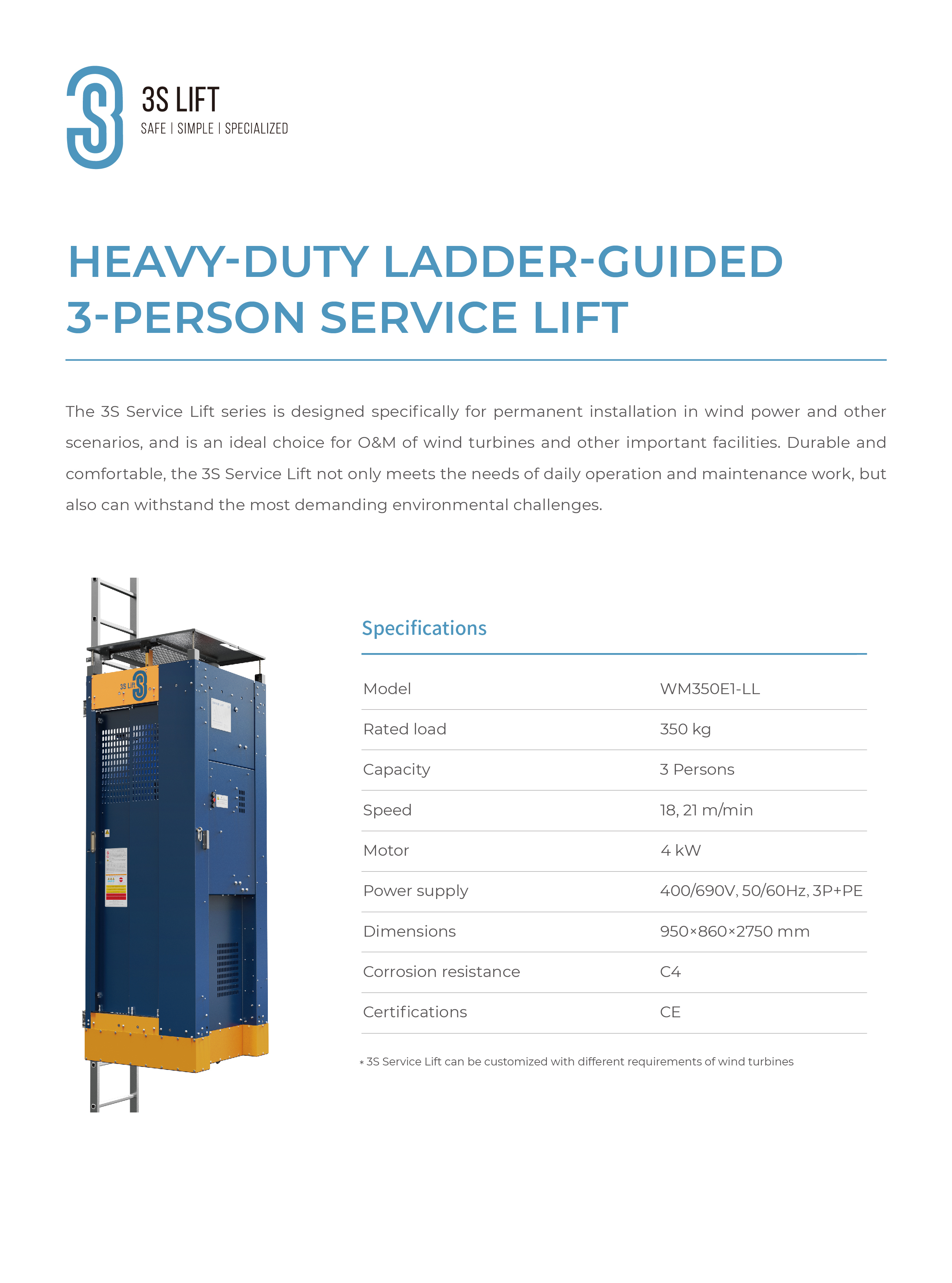 Ladder-Guided Service Lift - 3S Industry